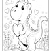 Dino Valentine's Day| Coloring Pages| Easy DOWNLOAD - Etsy