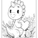 Dino Valentine's Day| Coloring Pages| Easy DOWNLOAD - Etsy