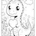 Dino Valentine's Day| Coloring Pages| Easy DOWNLOAD - Etsy