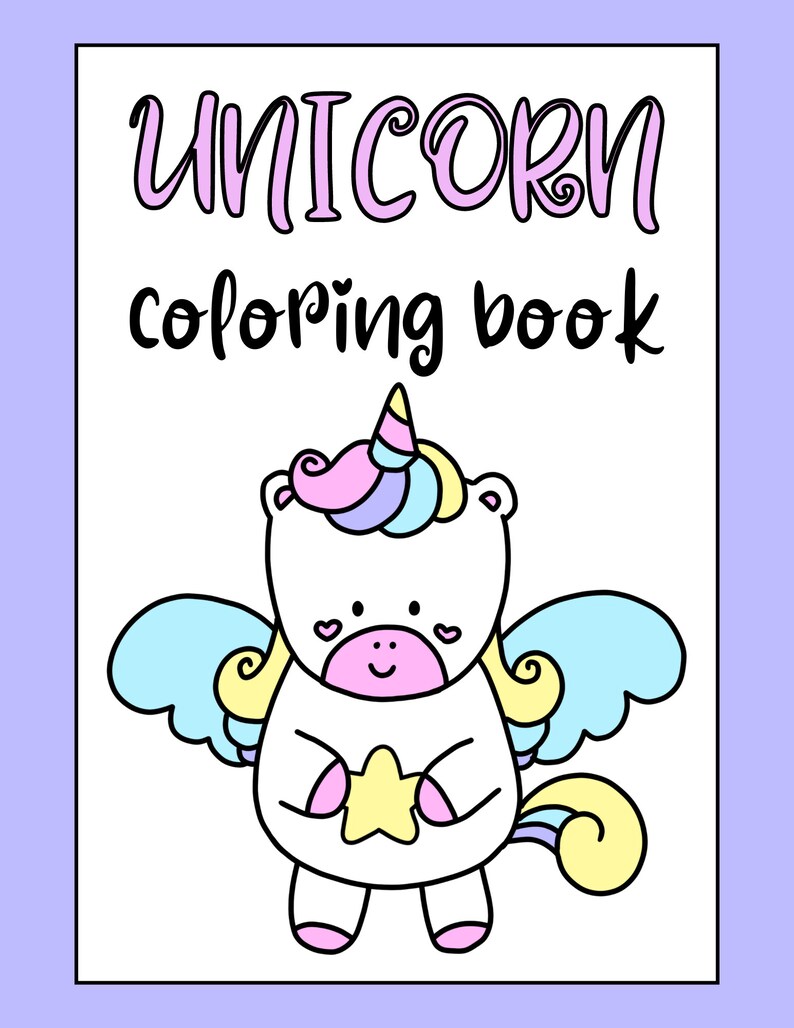 Unicorn Coloring Pages| Digital Book| 8pages |PDF EASY DOWNLOAD - Etsy