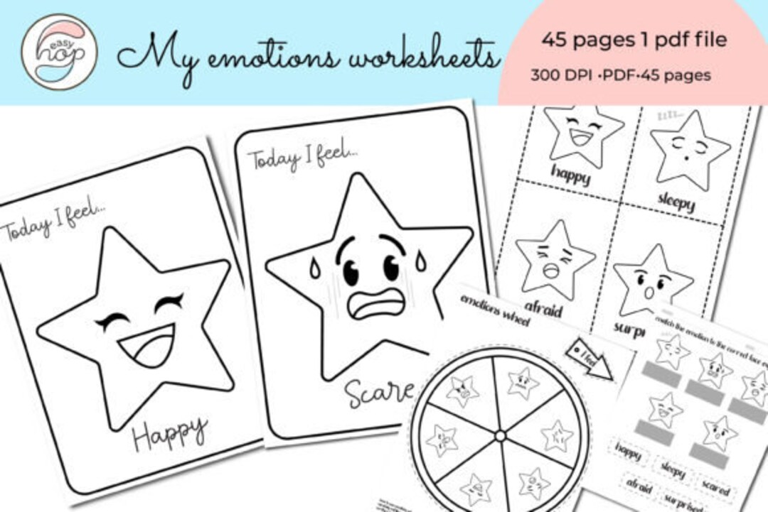 Emotions Workbook Coloring Book |digital Coloring Book - Etsy