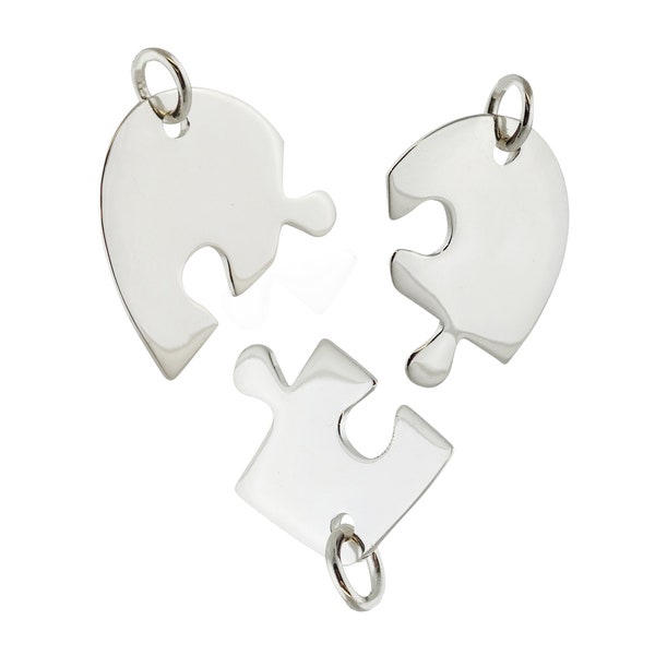 3 Piece Heart Silver Necklace - Etsy