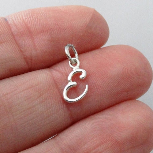 Script Letter E Initial Charm Sterling Silver Cursive Letter - Etsy