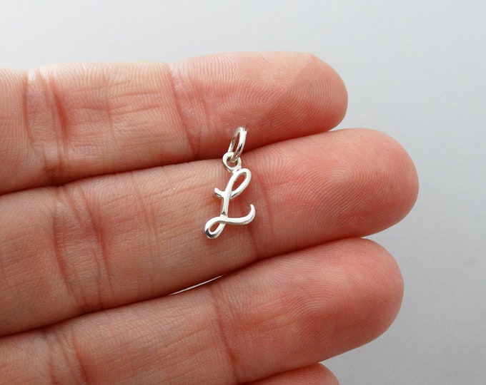 Sterling Silver Initial Letter L Charm 925 Silver Cute - Etsy