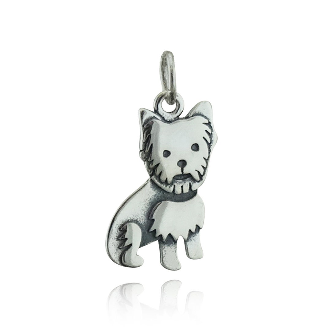 Sterling Silver Yorkshire Terrier Charm - 20mm X 10mm Yorkie Dog ...