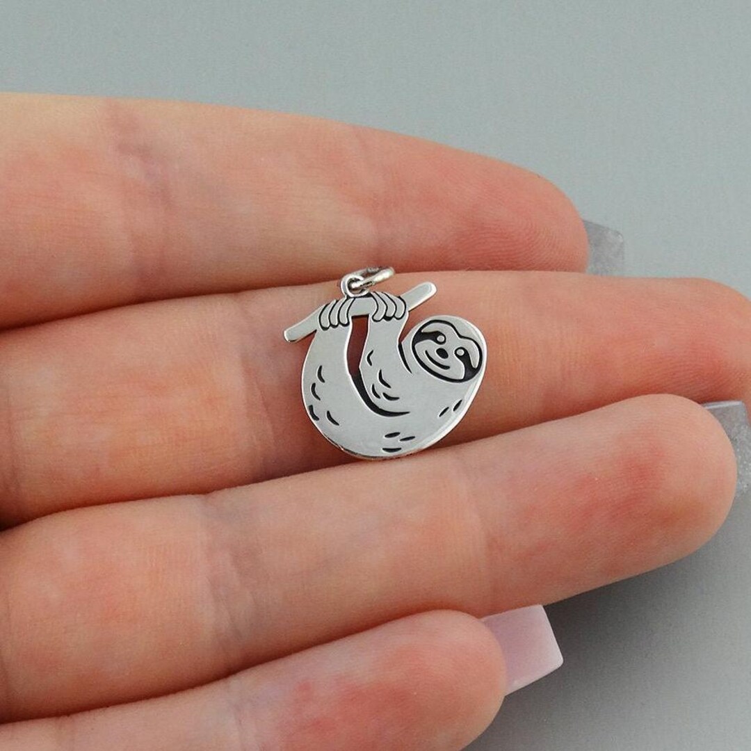 Sterling Silver Hanging Sloth Charm - 19mm X 16mm Animal Pendant - Etsy
