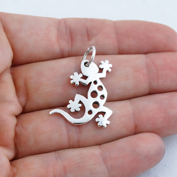 Gecko Pendant 925 Sterling Silver Spotted Lizard Gecko - Etsy
