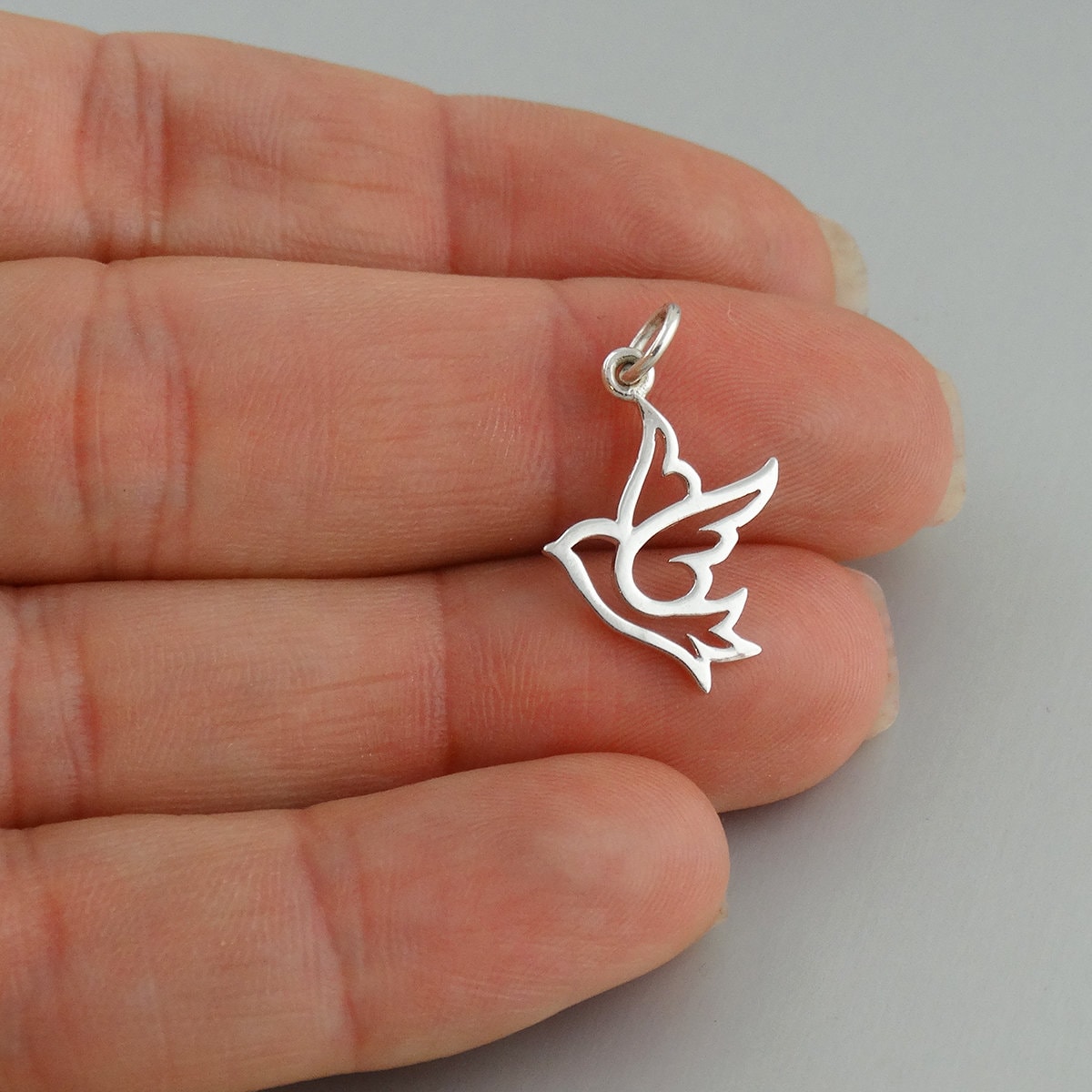 Sterling Silver Dove Outline Charm 925 Sterling Silver - Etsy