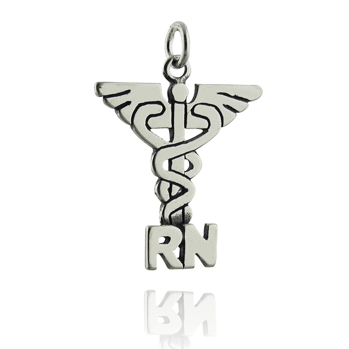 Sterling Silver Medical RN Caduceus Charm 925 Sterling | Etsy
