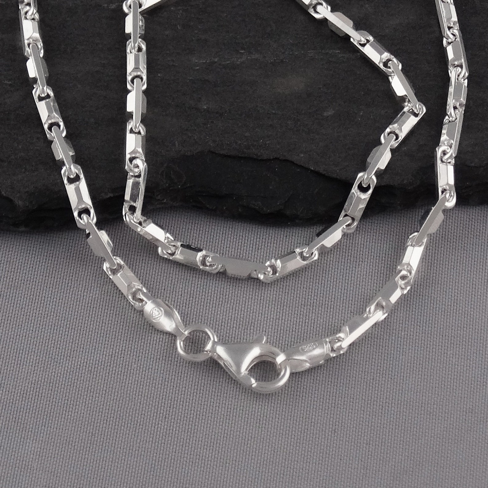 2.6mm Heshe Chain Necklace 925 Sterling Silver | Etsy