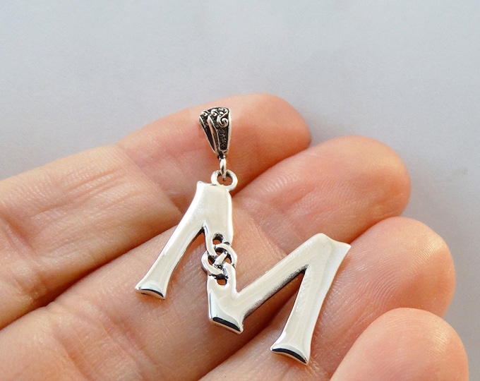 Sterling Silver Letter M Celtic Knot Charm 925 Sterling Silver Irish ...