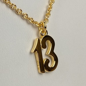 Gold Plated Number 13 Necklace - 11mm X 15mm Charm With 16" + 2 ...