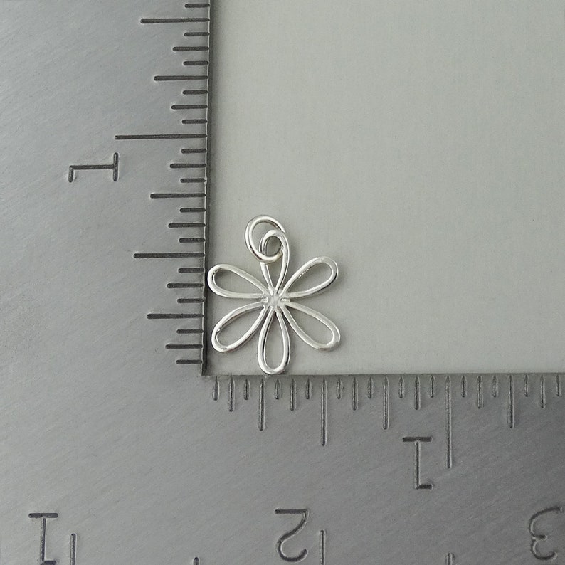 Dainty Daisy Flower Outline Charm 925 Sterling Silver | Etsy