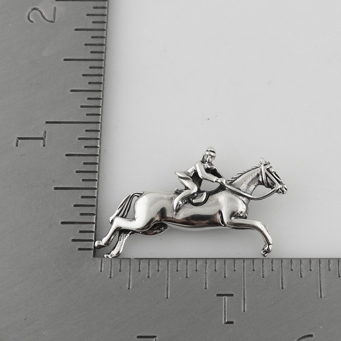 Jockey on Horse Pendant Charm 925 Sterling Silver Racing | Etsy