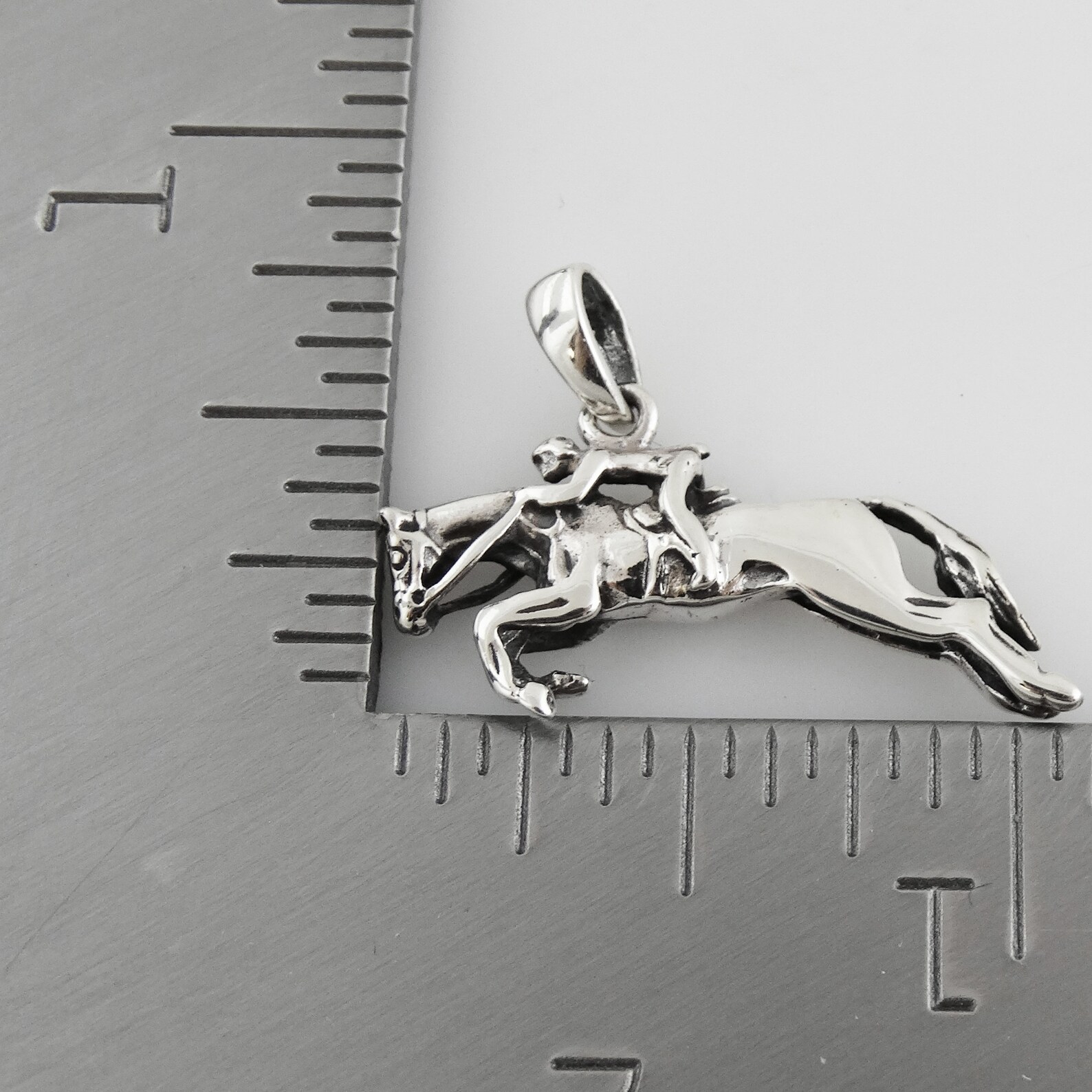 Jockey on Horse Pendant Charm 925 Sterling Silver Racing | Etsy