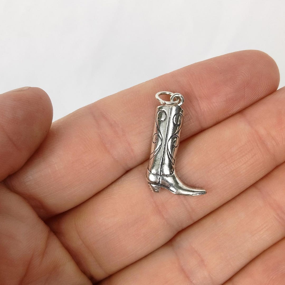 Sterling Silver Cowgirl Boot Charm - 20mm X 15mm Western Pendant - Etsy