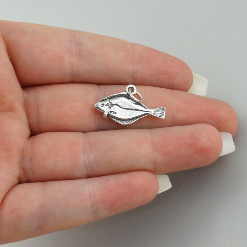 Sterling Silver Pacific Halibut Charm - 22mm X 13mm Fish Pendant - Etsy