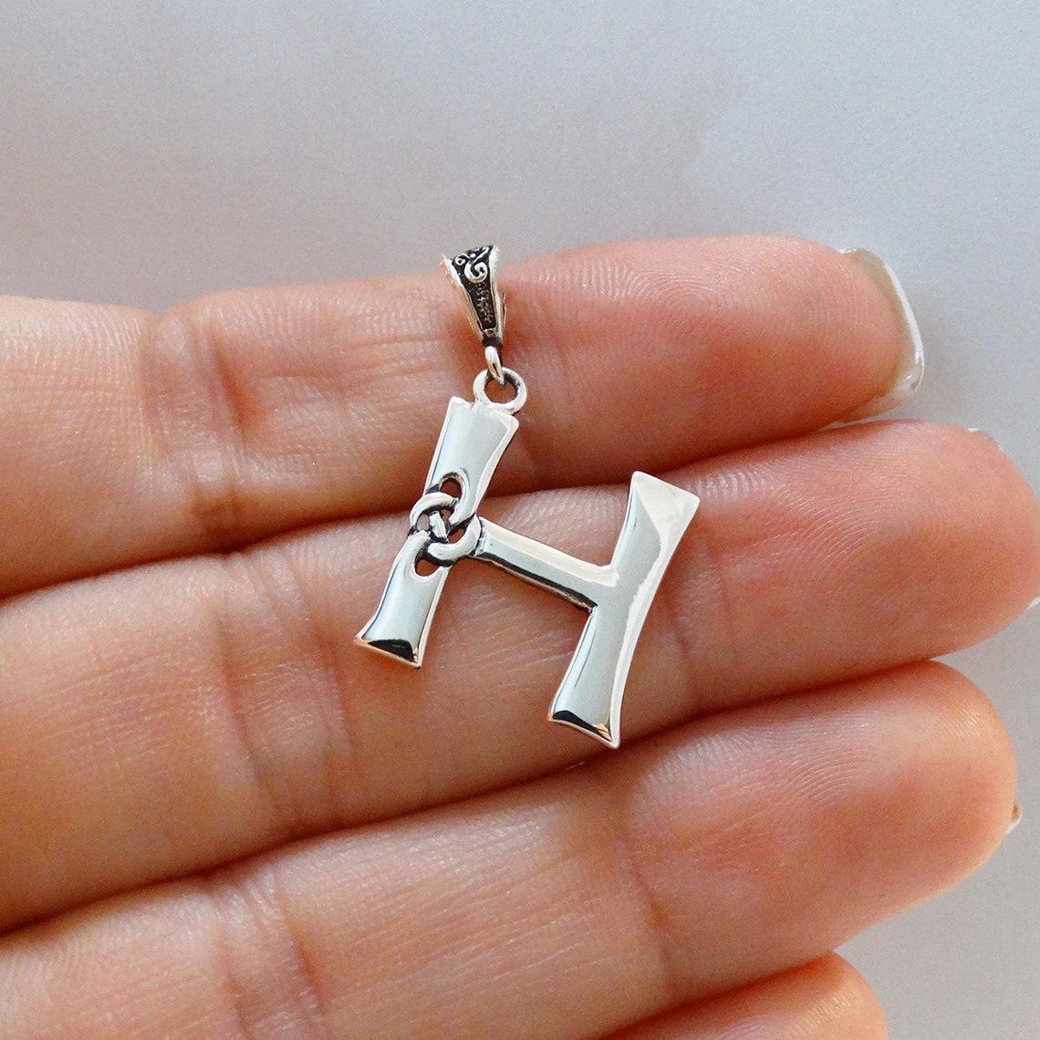 Sterling Silver Letter H Celtic Knot Charm 925 Sterling | Etsy