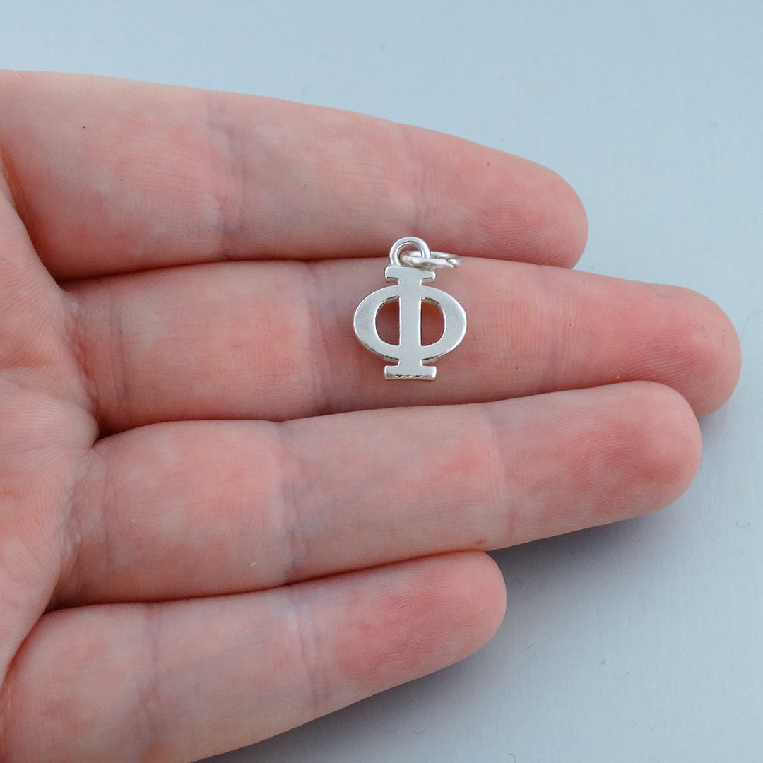 Sterling Silver Phi Charm - 15mm X 12mm Greek Letter Pendant - Etsy