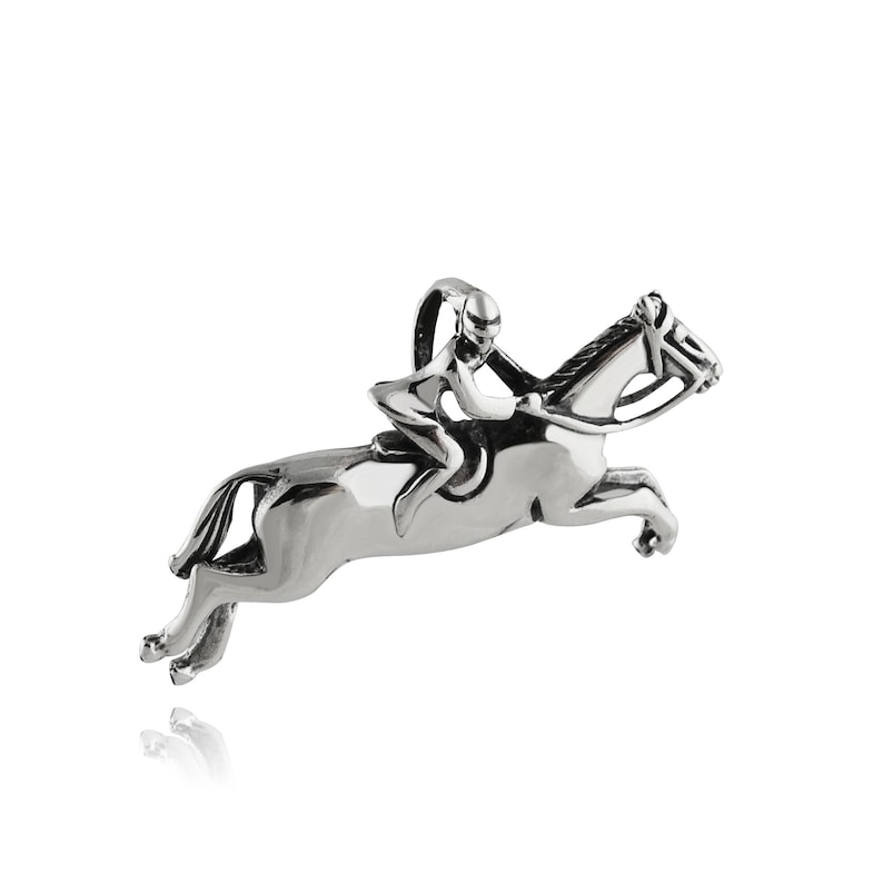Jockey on Horse Pendant Charm 925 Sterling Silver Racing | Etsy