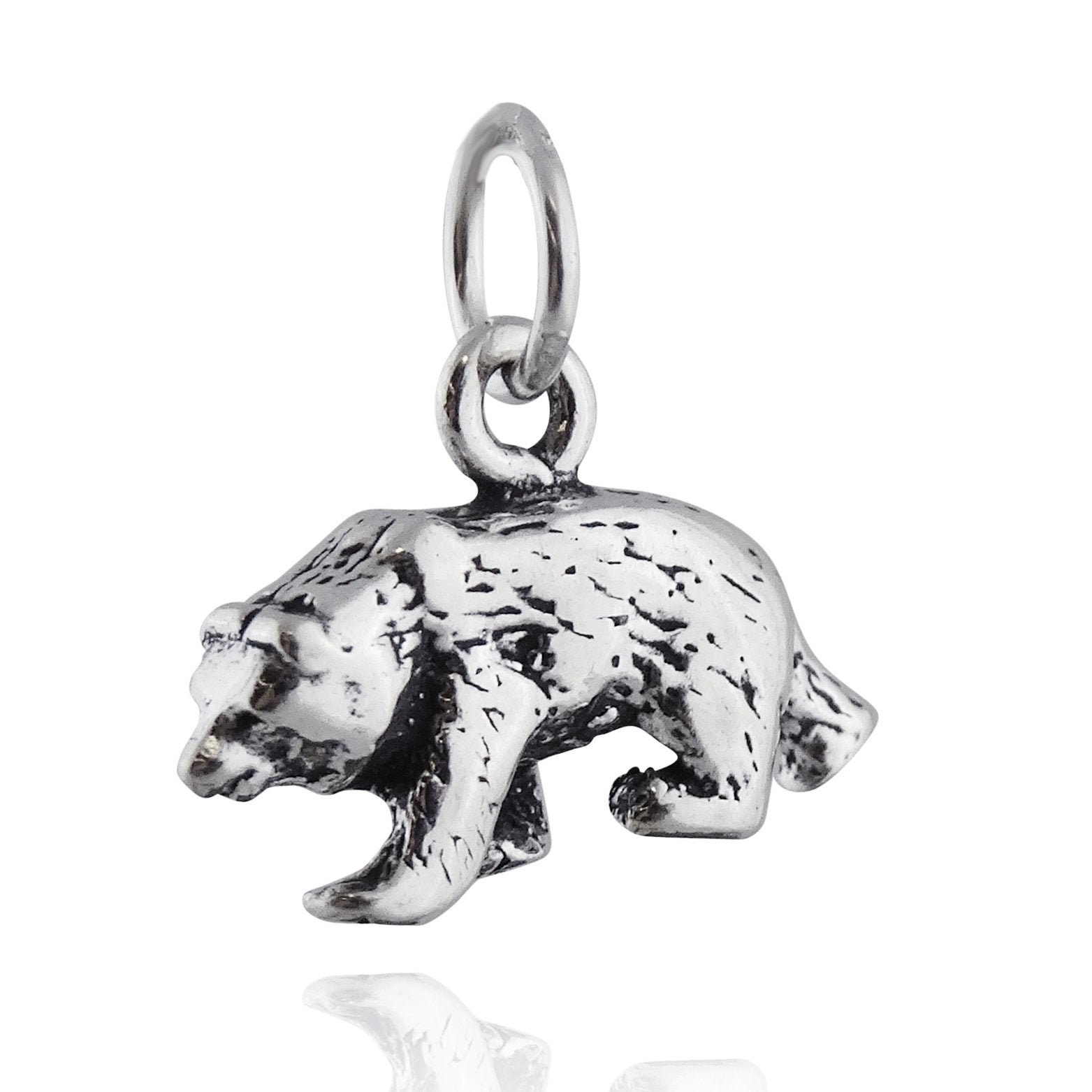 Sterling Silver Bear Charm 925 Silver Bear Pendant Silver Bears Jewelry ...