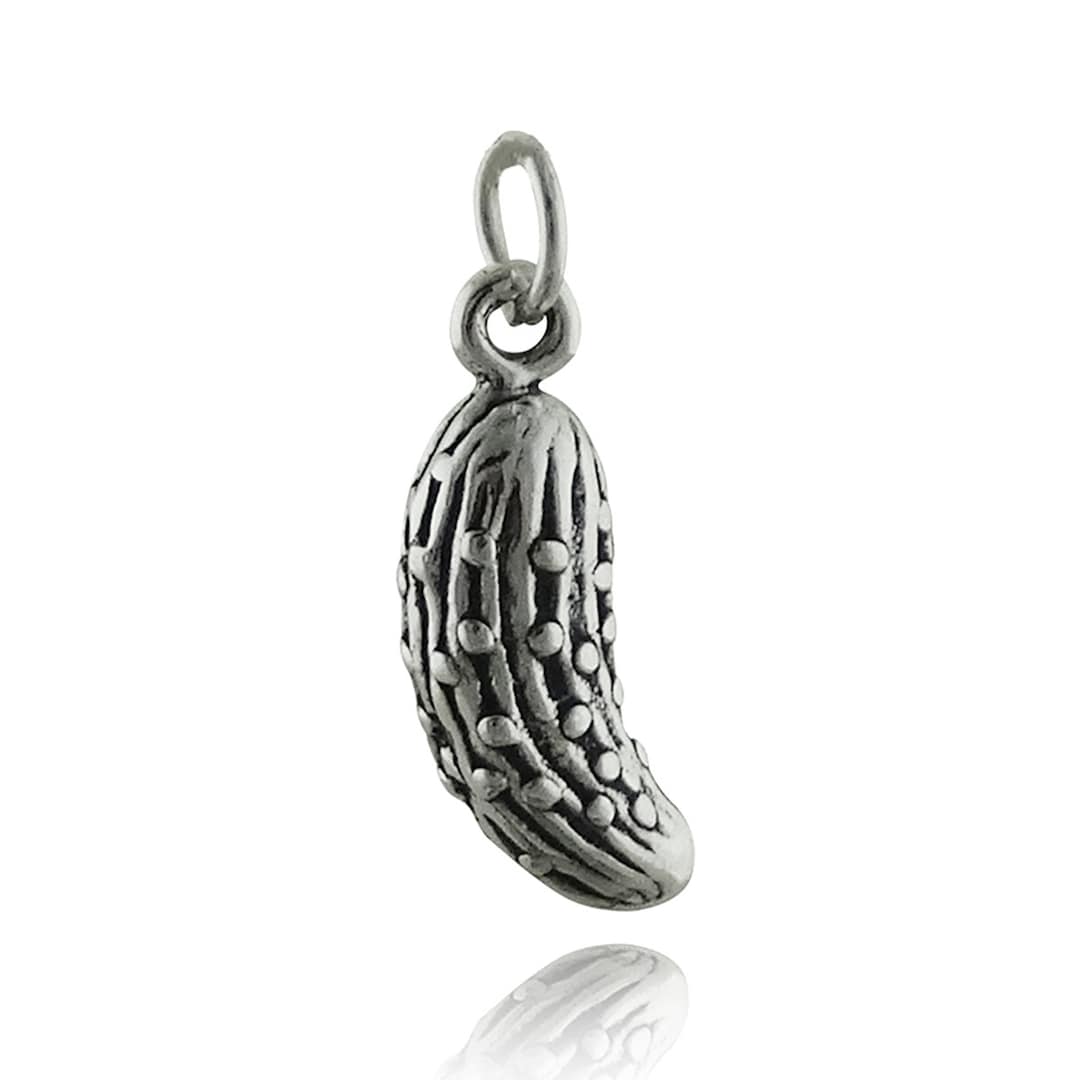 Sterling Silver Pickle Charm - 19mm X 7mm Dill Pickled Cucumber - Etsy