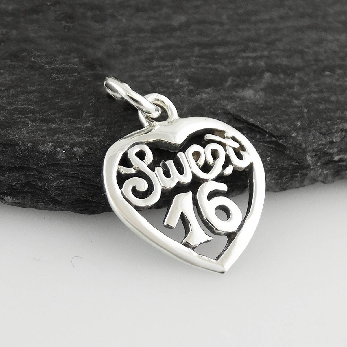Sterling Silver Sweet 16 Heart Charm 925 Sterling Silver - Etsy