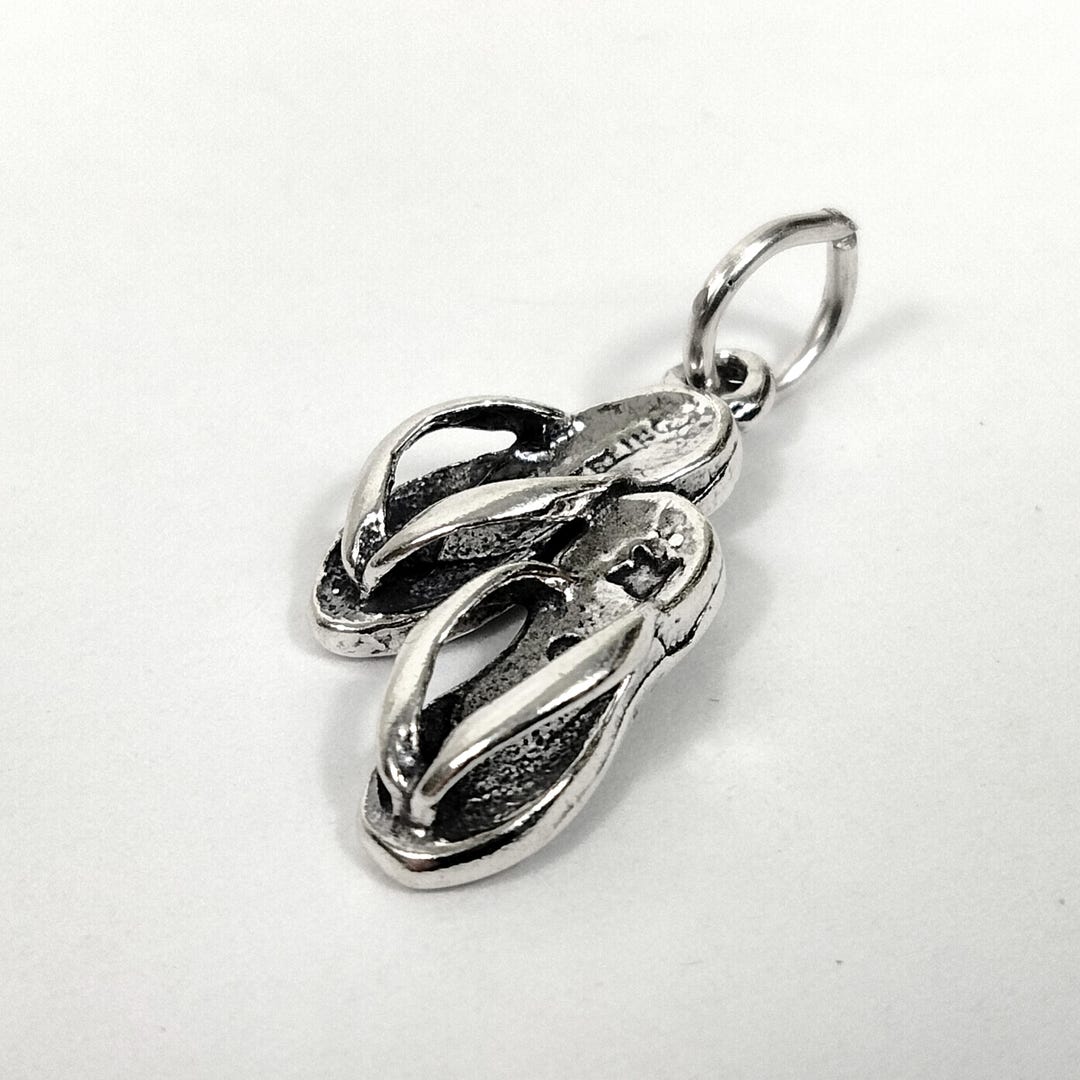 Sterling Silver 3D Flip Flop Sandals Charm - 18mm X 10mm Sandal Pair ...