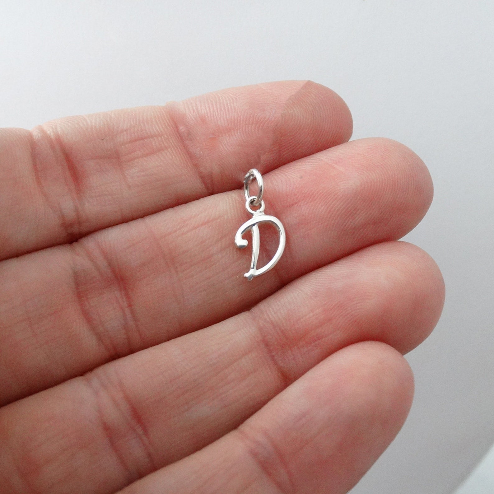 Sterling Silver Initial Letter D Charm - 925 Silver - Cute Dainty ...