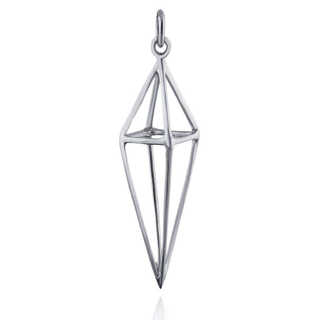 Sterling Silver Long Diamond Geometric Cage Charm - Etsy
