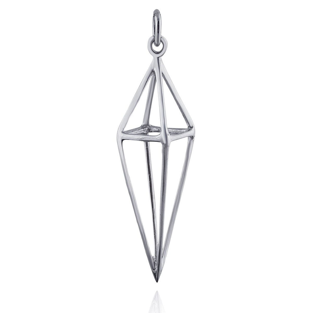 Sterling Silver Long Diamond Geometric Cage Charm 925 - Etsy