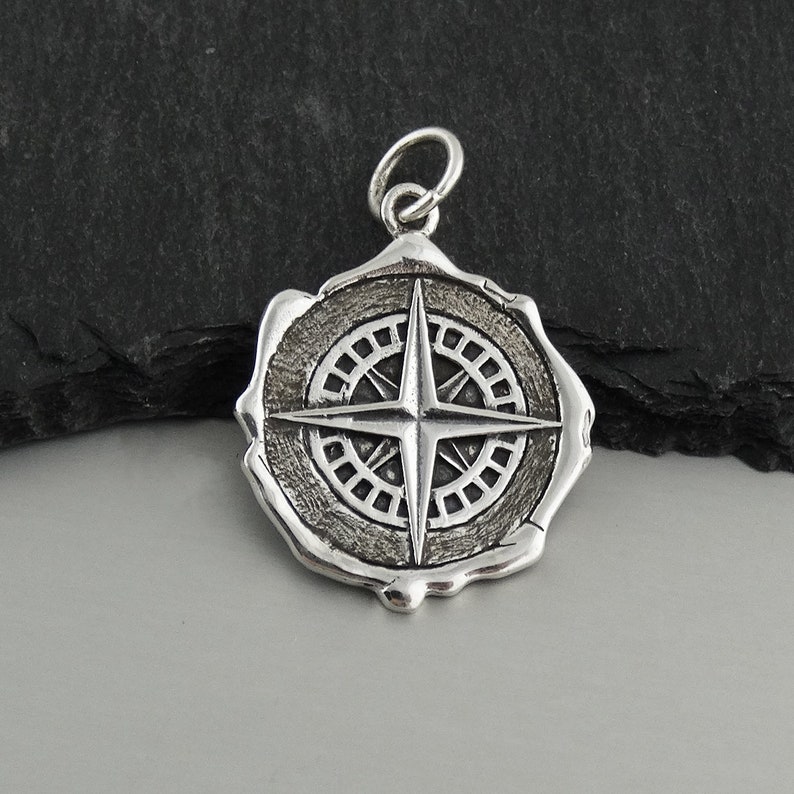 Sterling Silver Wax Compass Seal Pendant Charm 925 Sterling | Etsy