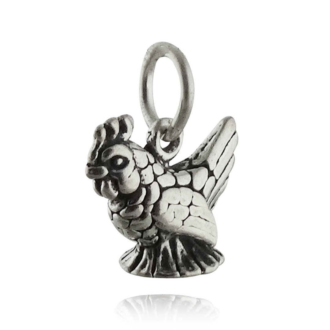 Sterling Silver Tiny 3D Chicken Charm - 10mm X 9mm Poultry Pendant - Etsy