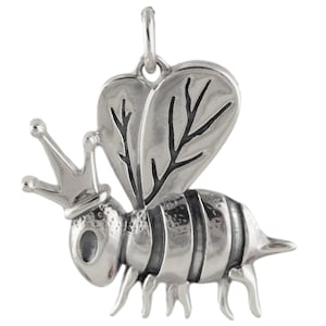 Sterling Silver Queen Bee Charm - 20mm X 20mm Insect Charm - Etsy
