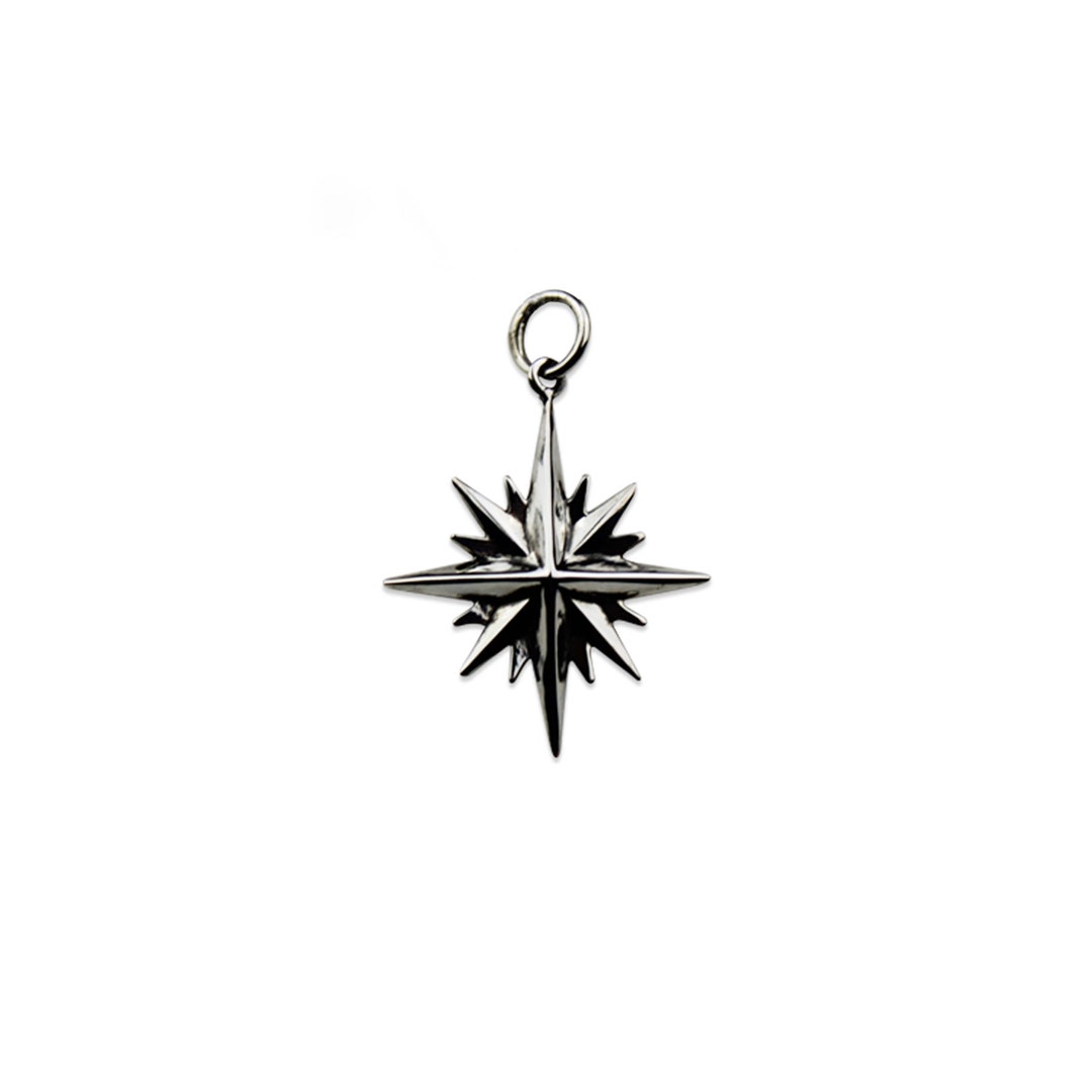 Sterling Silver North Star Charm 25mm X 18mm - Etsy