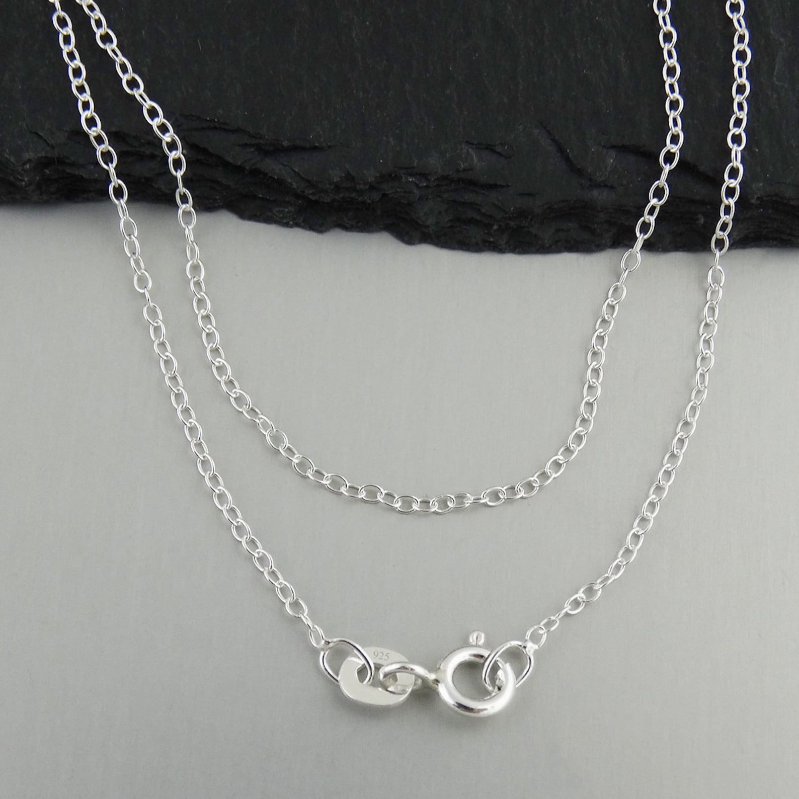1mm Cable Chain With Spring Ring Clasp 925 Sterling Silver - Etsy
