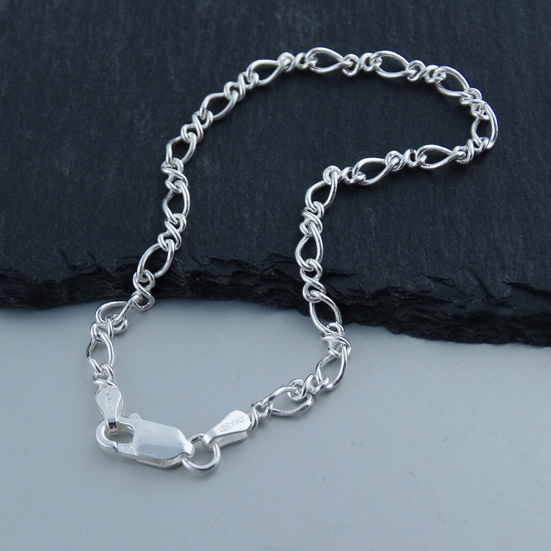 Sterling Silver Figure Eight Charm Bracelet - 3.8mm Wide, 7" or 8" Long ...