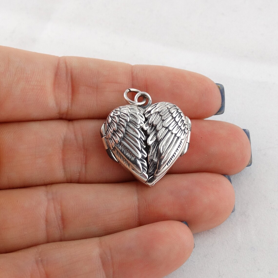 Angel Wing Locket 925 Sterling Silver Keepsake Memorial | Etsy