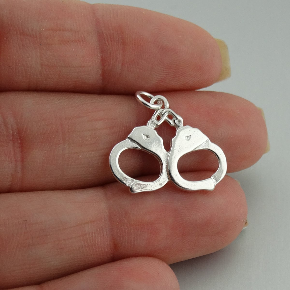 Sterling Silver Handcuff Charm 925 Sterling Silver | Etsy