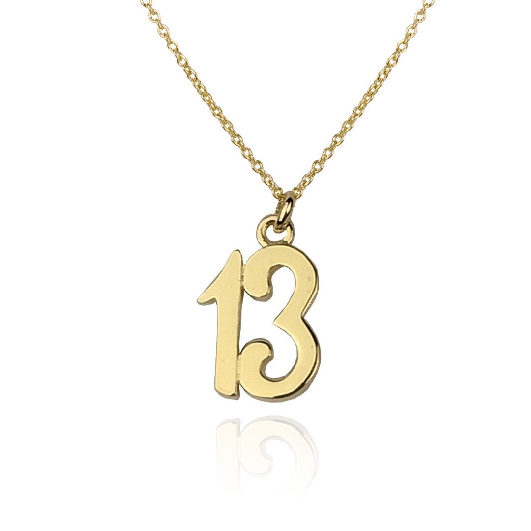 Gold Plated Number 13 Necklace - 11mm X 15mm Charm With 16" + 2 ...