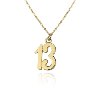 Gold Plated Number 13 Necklace - 11mm X 15mm Charm With 16" + 2 ...