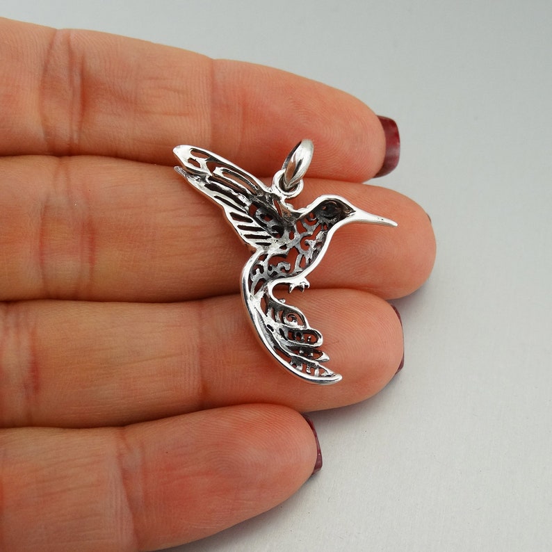 Sterling Silver Filigree Hummingbird Charm 925 Sterling - Etsy