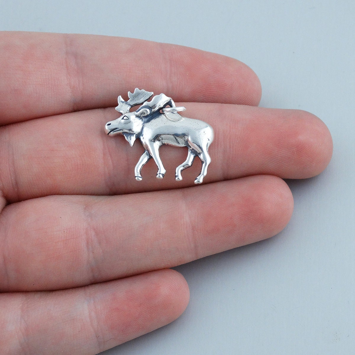 Sterling Silver Moose Charm 925 Sterling Silver Detailed | Etsy