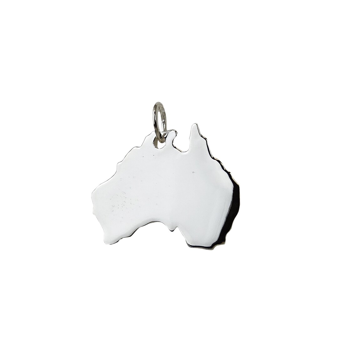 Sterling Silver Australia Charm - Country Shaped Pendant 20mm X 15mm - Etsy