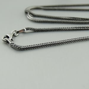 1.5mm Oxidized Square Foxtail Chain Necklace - 925 Sterling Silver - 16 ...