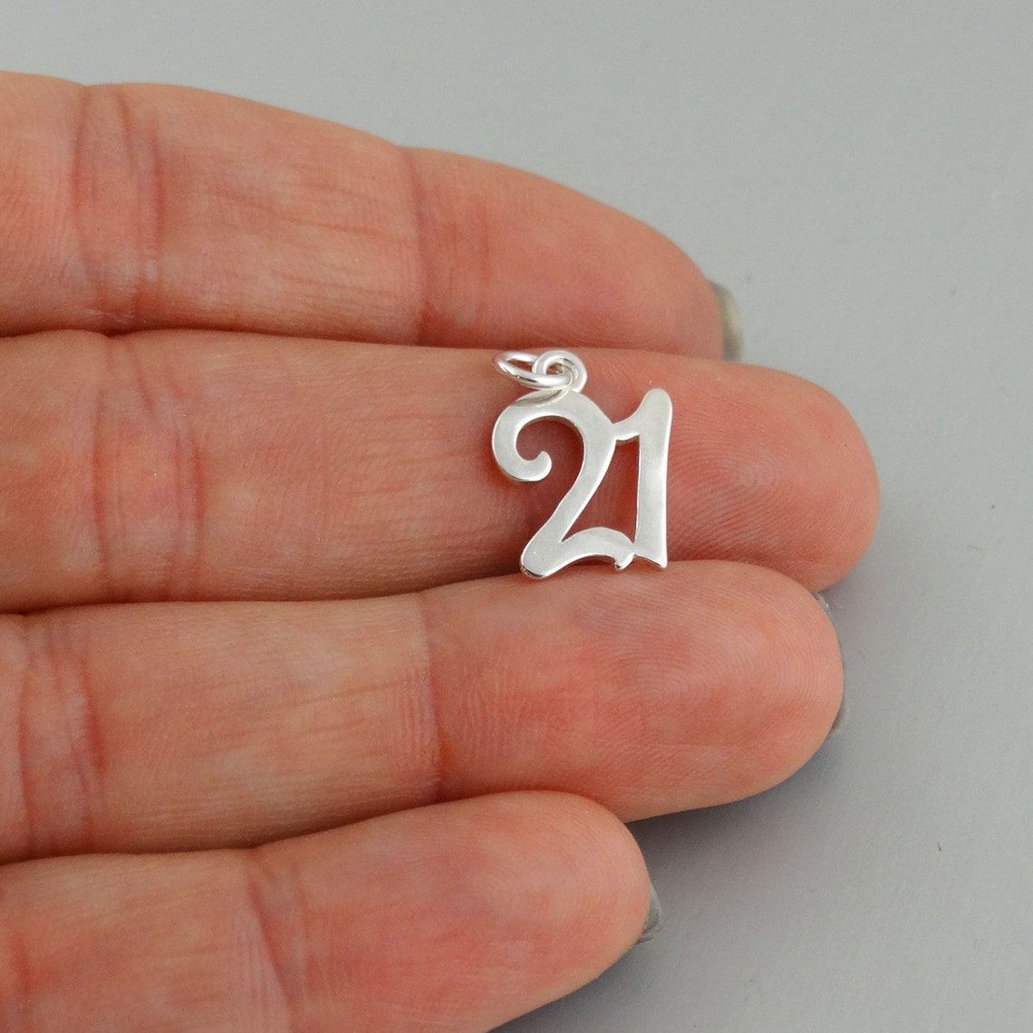 Sterling Silver Number 21 Charm 925 Silver Lucky Number | Etsy