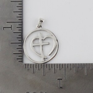Cross in Heart Charm - 925 Sterling Silver - Cross Pendant Religious ...