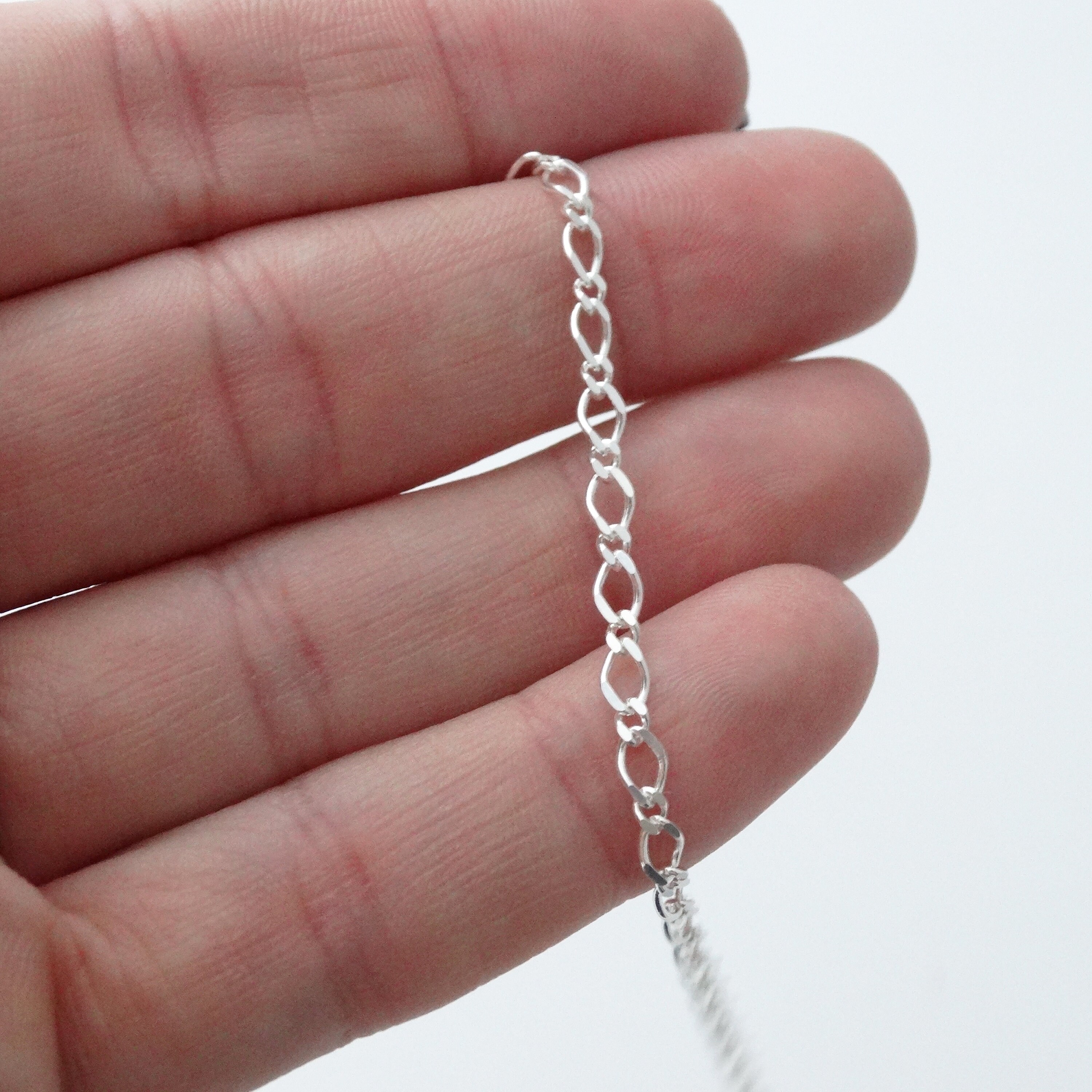 10 Adjustable Anklet 925 Sterling Silver Figaro Link | Etsy