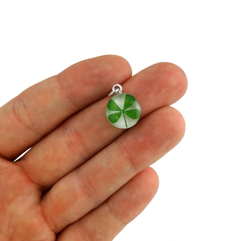 Real Mini Four Leaf Clover Pendant Charm 925 Sterling Silver | Etsy