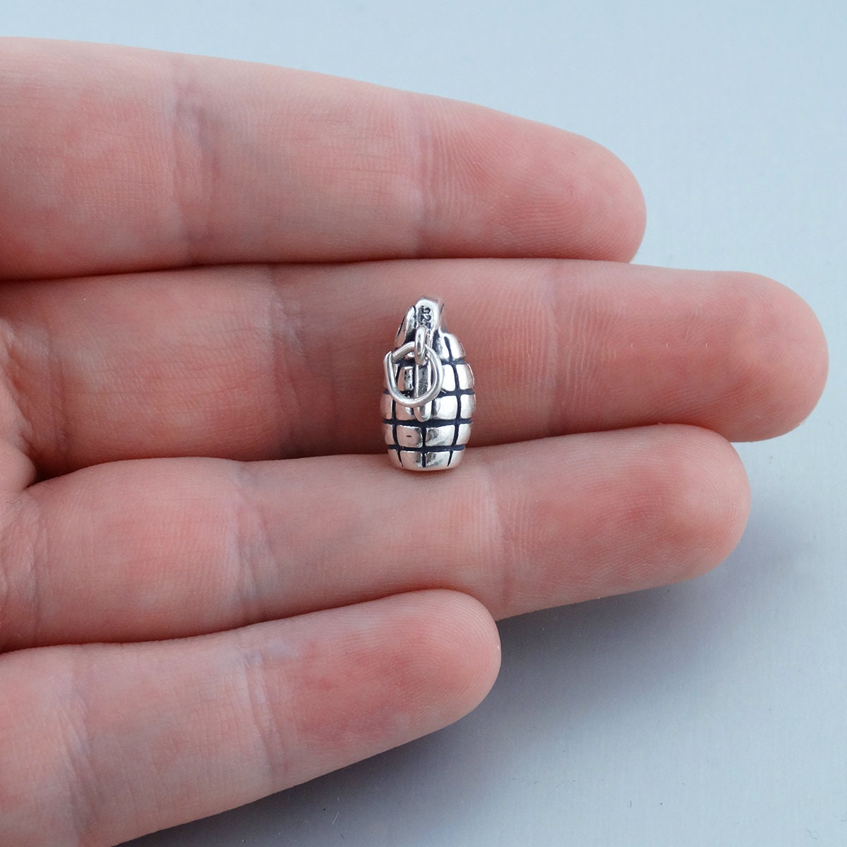 Hand Grenade Charm 925 Sterling Silver 3 Dimensional | Etsy